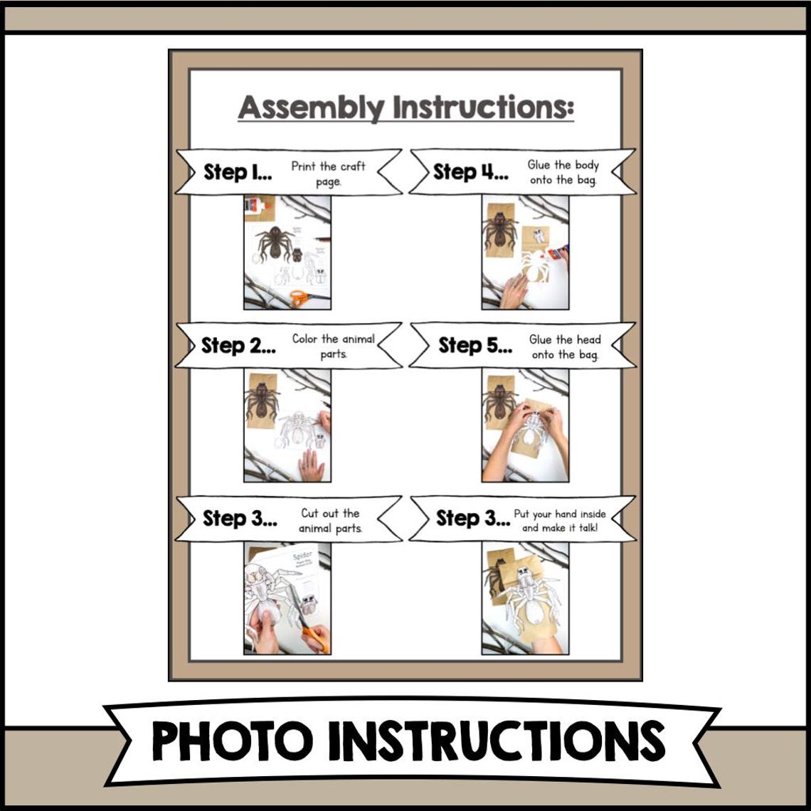 DIY SPIDER Paper Bag Puppet PDF | Printable Kids Craft Template | Fun ...