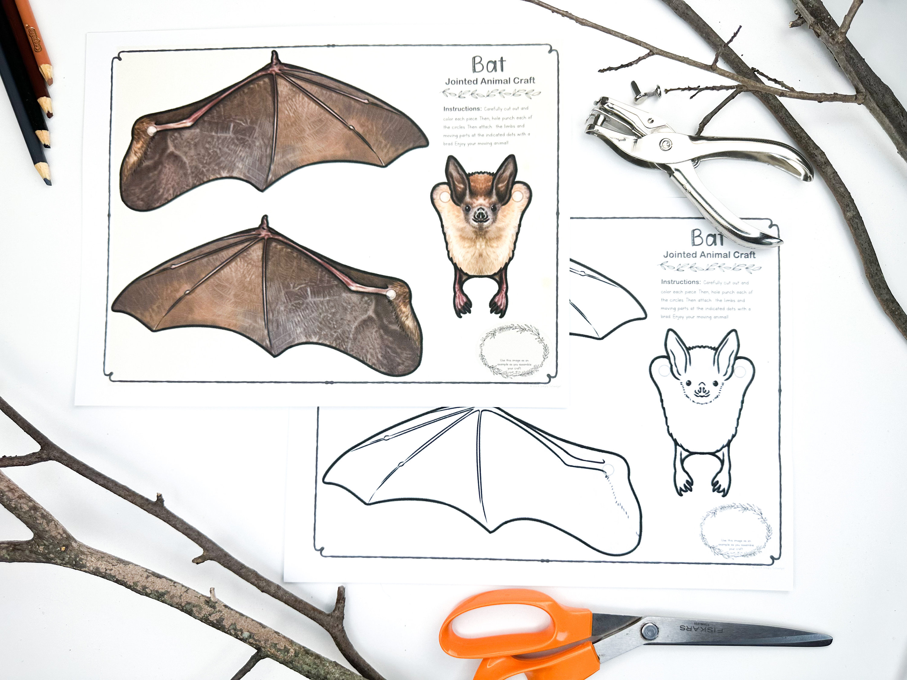 DIY Bat Paper Puppet | Articulated Printable Craft Template | Jointed ...