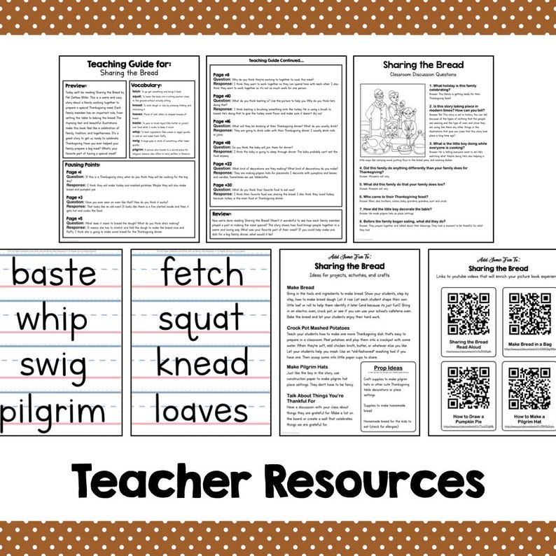 SHARING THE BREAD Book Study Printable - No Prep Picture Book Companion ...