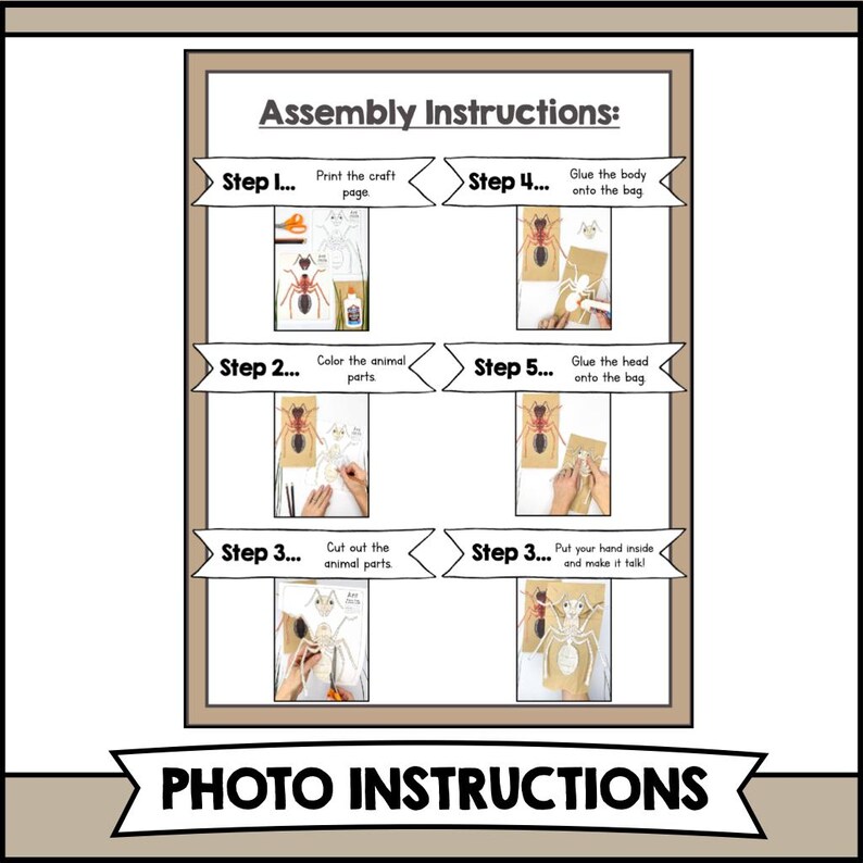 DIY Printable ANT Paper Bag Puppet Craft | Insect Template PDF | Fun ...