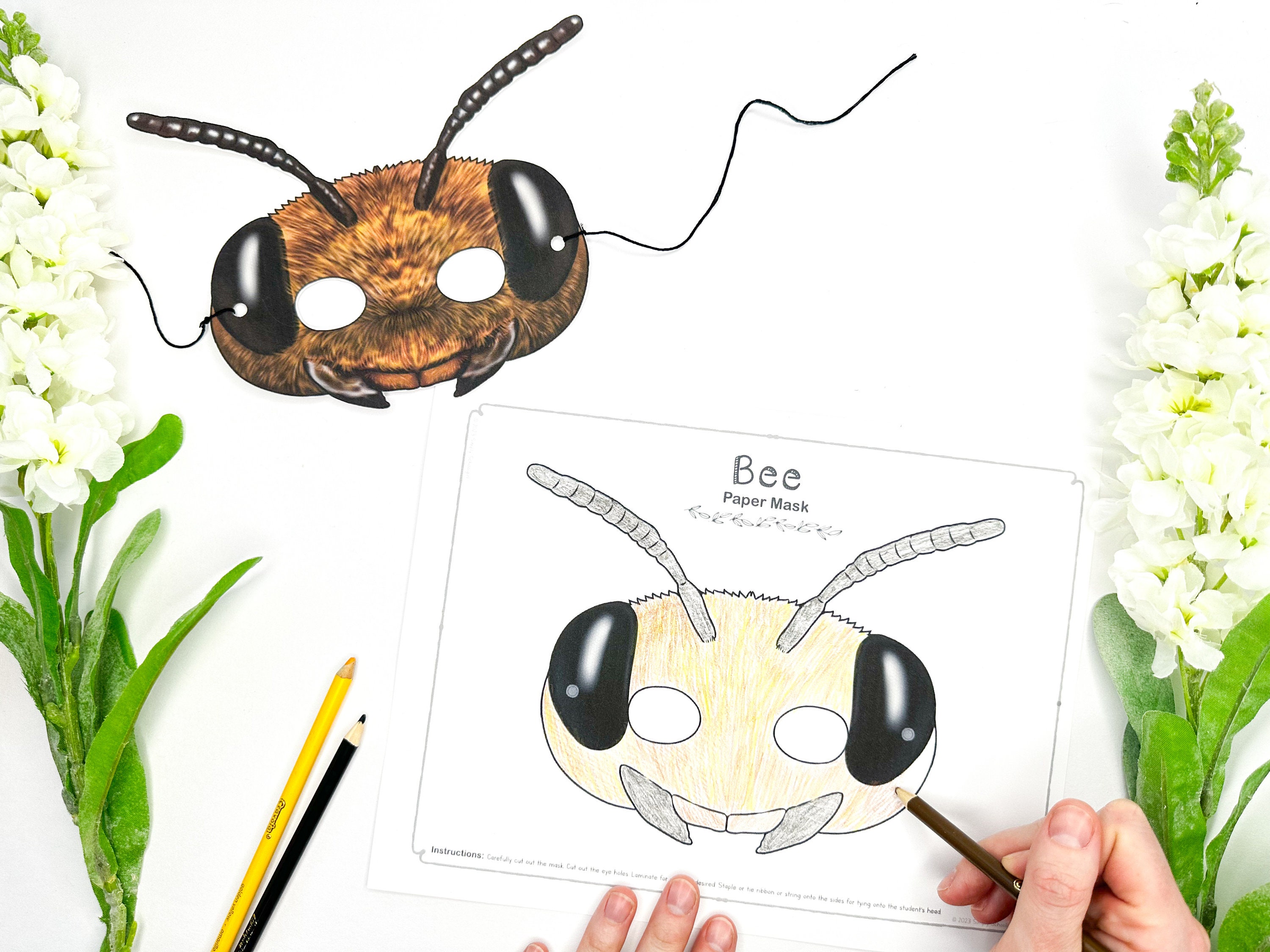 Bee Paper Mask Craft Kit | Printable Fun Animal Mask Template | Bee ...