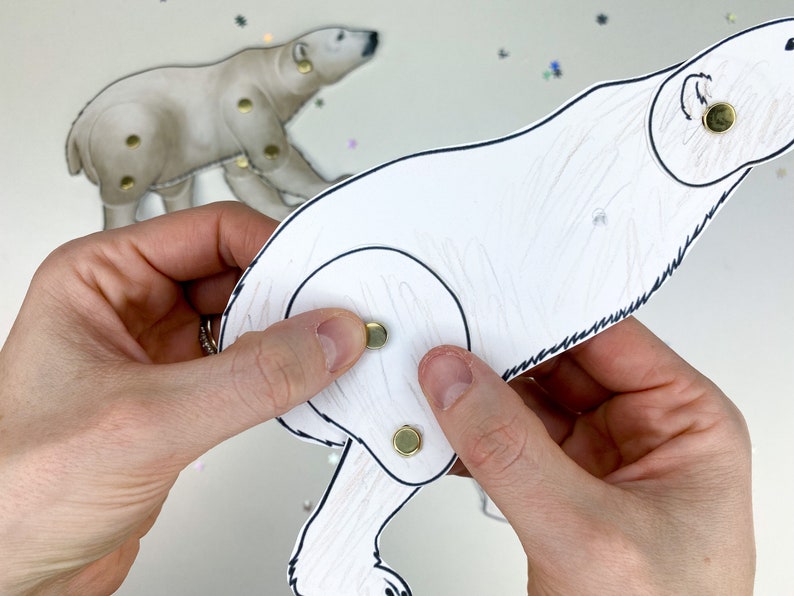 Printable Articulated Polar Bear Jointed Animal Paper Puppet | DIY ...
