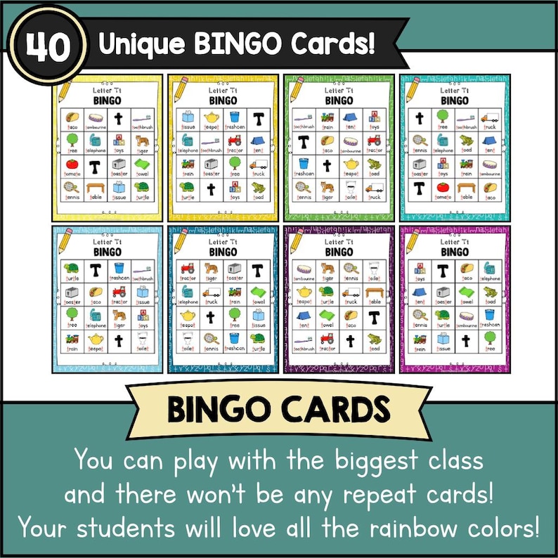 Letter T BINGO GAME Printable - Cute Alphabet Bingo for Preschool and ...