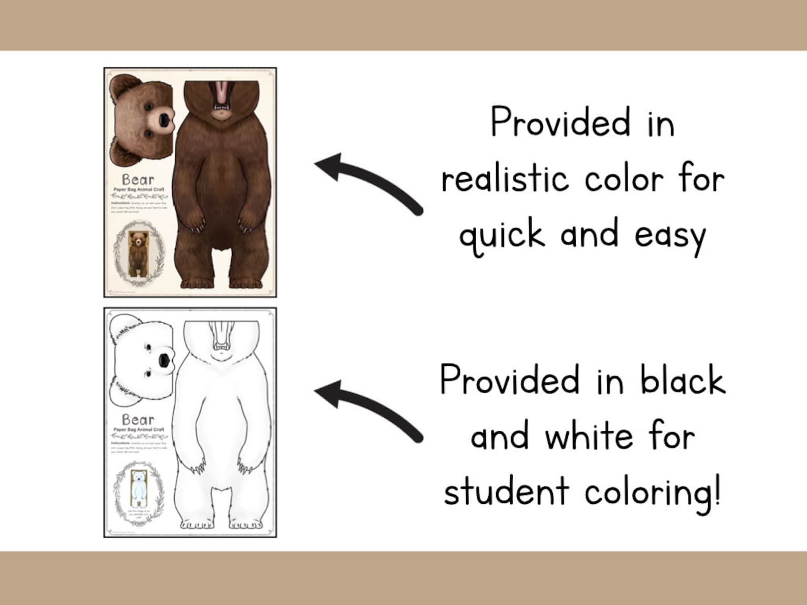 DIY Bear Puppet Printable | Fun Paper Bag Craft Template | Easy Puppet ...