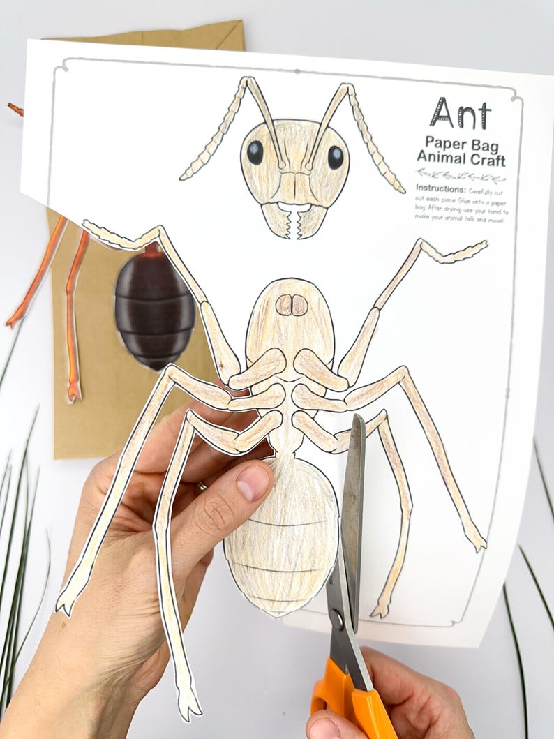 DIY Printable ANT Paper Bag Puppet Craft | Insect Template PDF | Fun ...