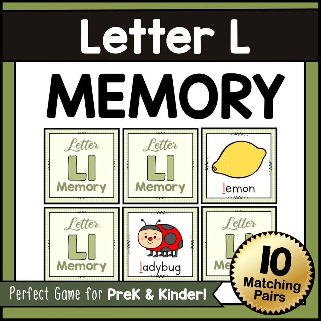 Printable Letter L Memory Game – Fun LEARNING ALPHABET Matching Cards ...