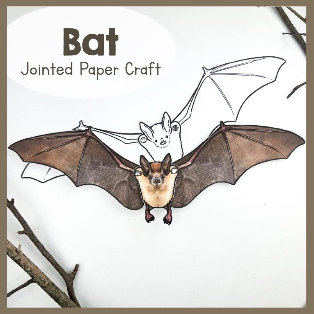 Articulated Bat Paper Puppet: Printable Craft Template (PDF Download ...