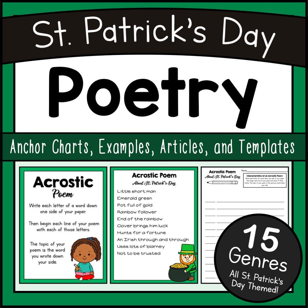 St Patricks Day Poetry Writing Sheets, 3rd 4th 5th Grade | Poetry Unit ...