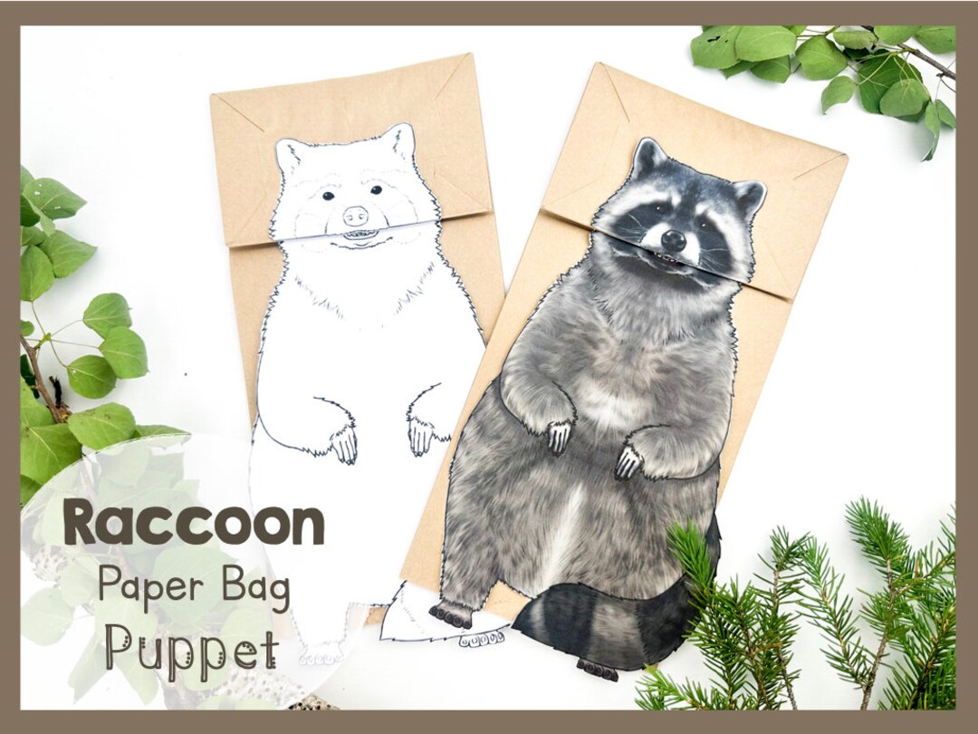 Raccoon Paper Bag Puppet Printable Craft Template - Etsy