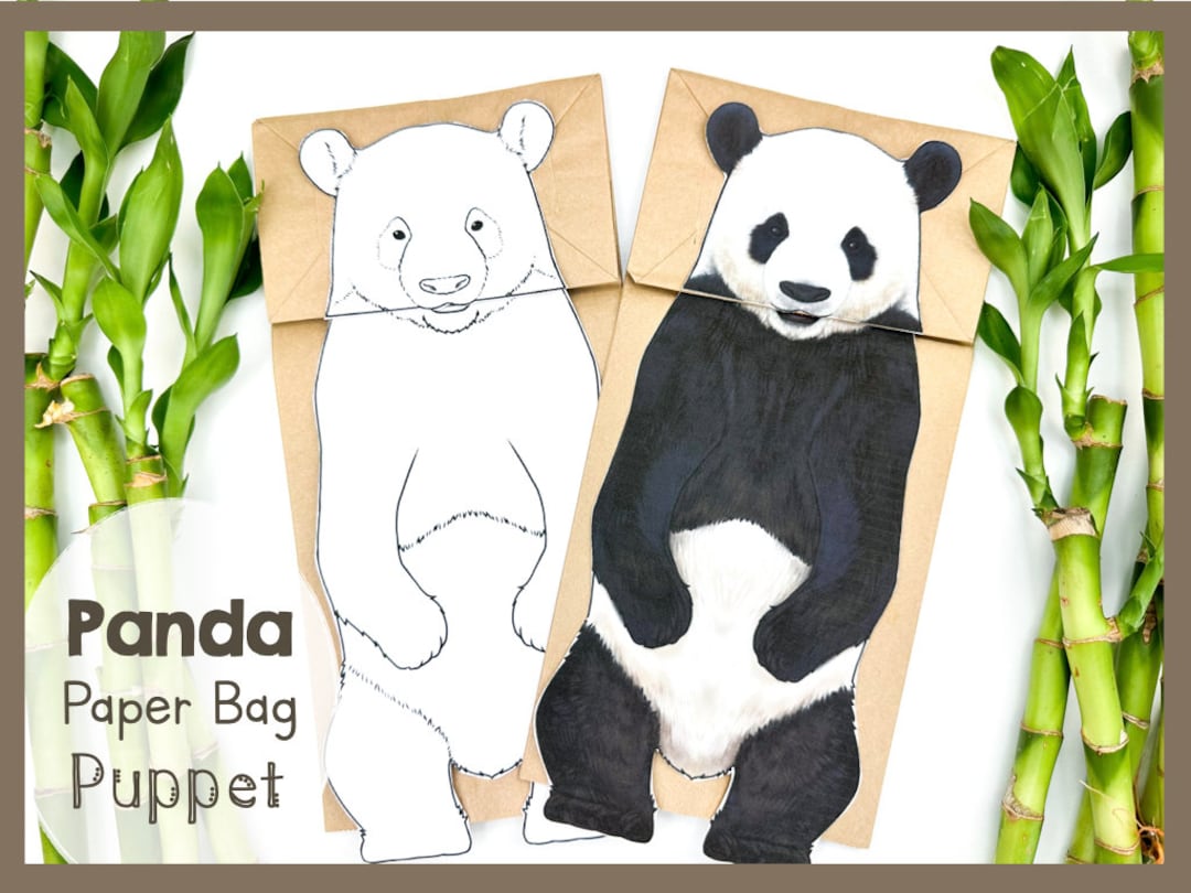 Panda Paper Bag Puppet Craft Kit | Eco-friendly Printable Template ...