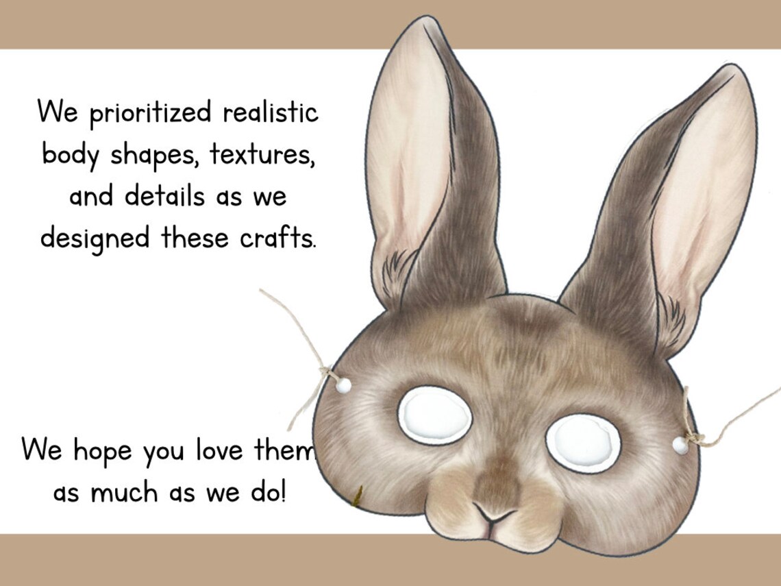 Rabbit Printable Mask | Paper Animal Face Kit | Fun Animal Interactive ...