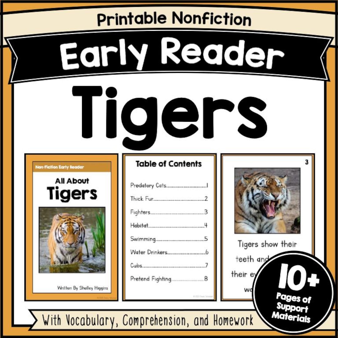 Tiger Nonfiction Early Reader: Printable Animal Book With Photos (PDF ...
