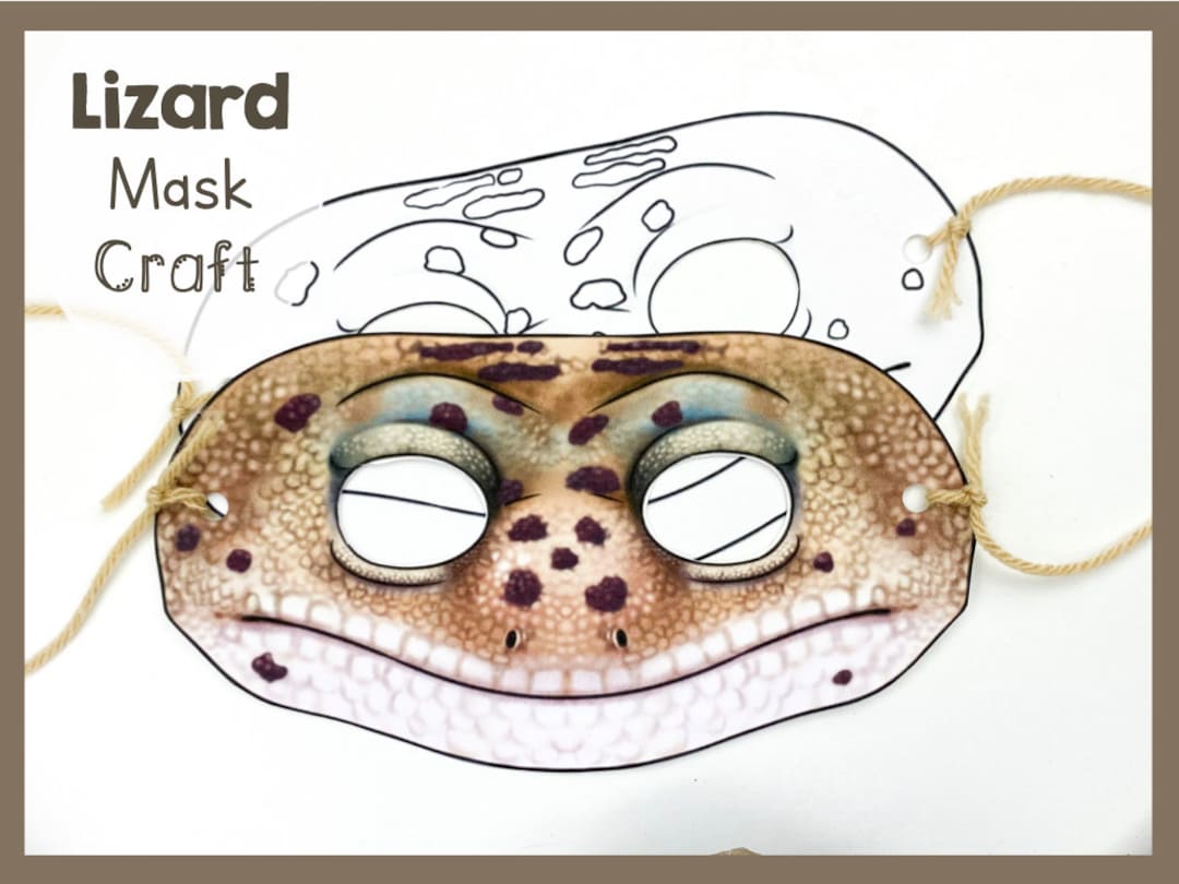Lizard Paper Mask Craft Kit | Printable Reptile Mask Template ...