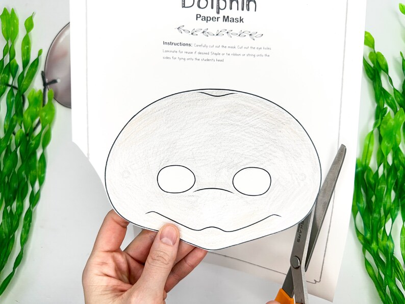 Dolphin Paper Mask Craft Kit | Printable Sea Animal Template | Ocean ...