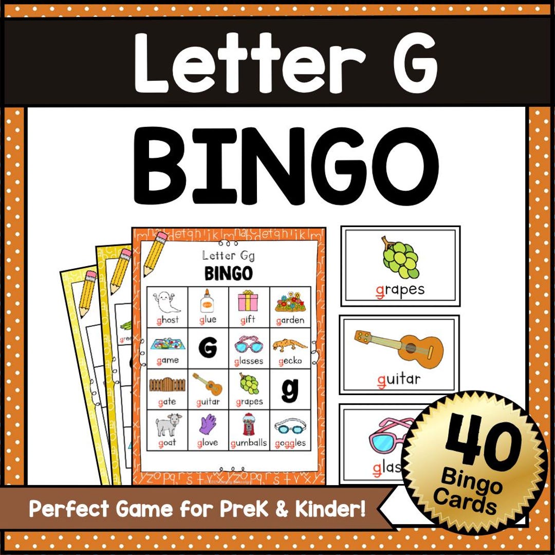 PRINTABLE Letter G Bingo Game - PRESCHOOL and KINDERGARTEN Alphabet ...