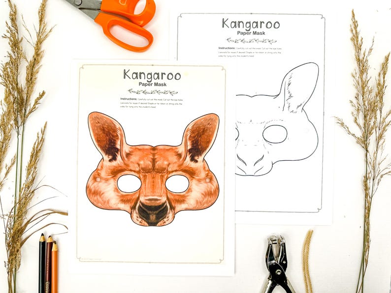 Printable KANGAROO Mask Template | DIY Paper Craft Animal PDF | Kids ...