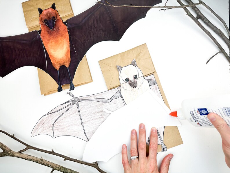 Printable Bat Puppet Craft: Paper Bag Animal Template (PDF Download - Etsy