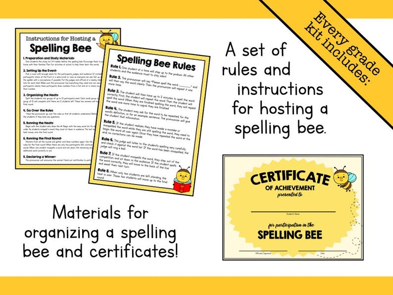 BUNDLE | Classroom Spelling Bee by Grade | Host a Class or School ...