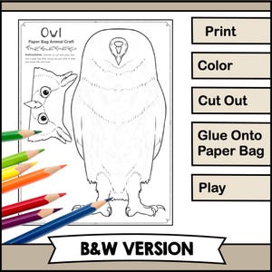 PRINTABLE Owl Paper Bag Puppet DIY Template | Kids Craft PDF ...