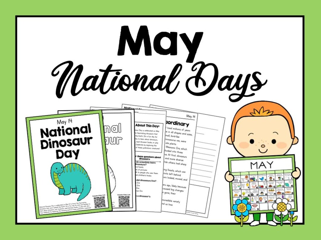 May National Days Posters, Worksheets, Articles, and Calendars - Etsy