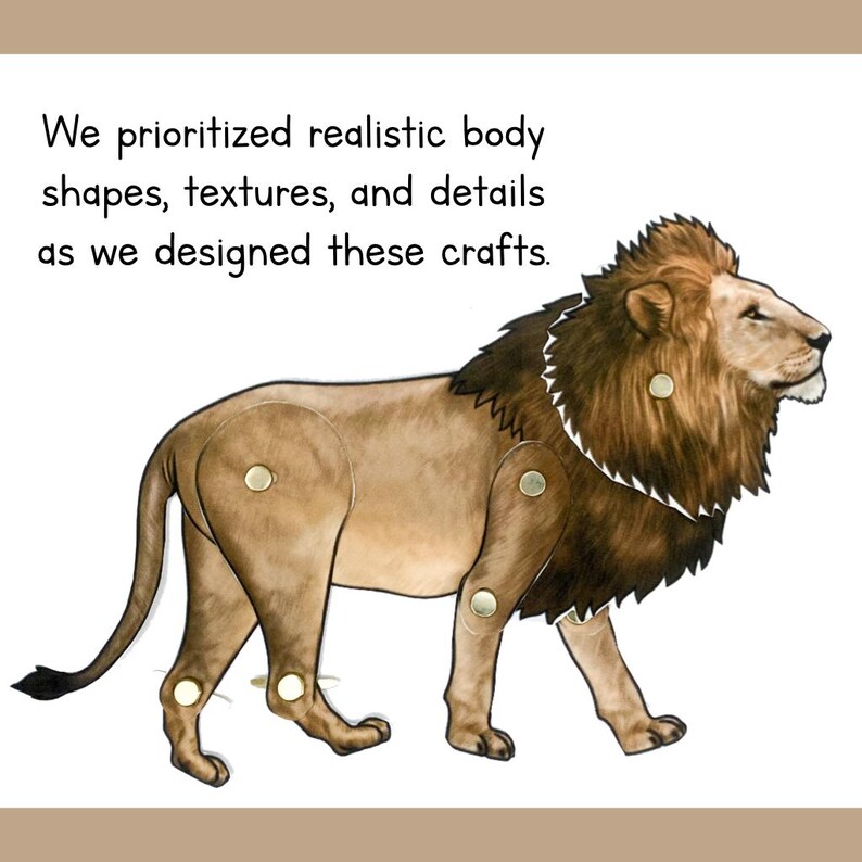 PRINTABLE Lion Puppet Craft Template | DIY Articulated Lion PDF | Kids ...