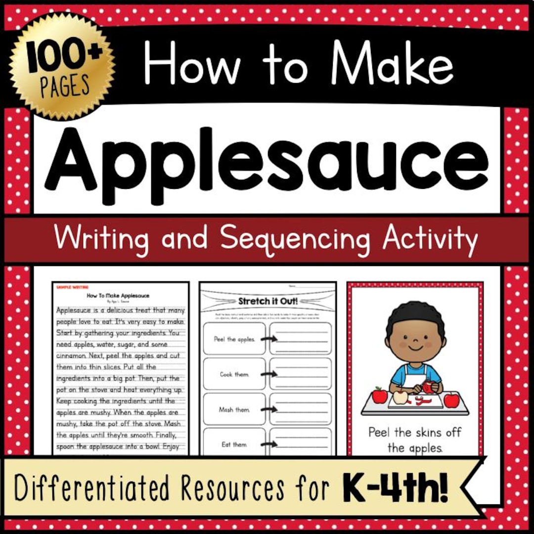 How to Make Applesauce, Procedural Paragraph Writing Worksheets ...