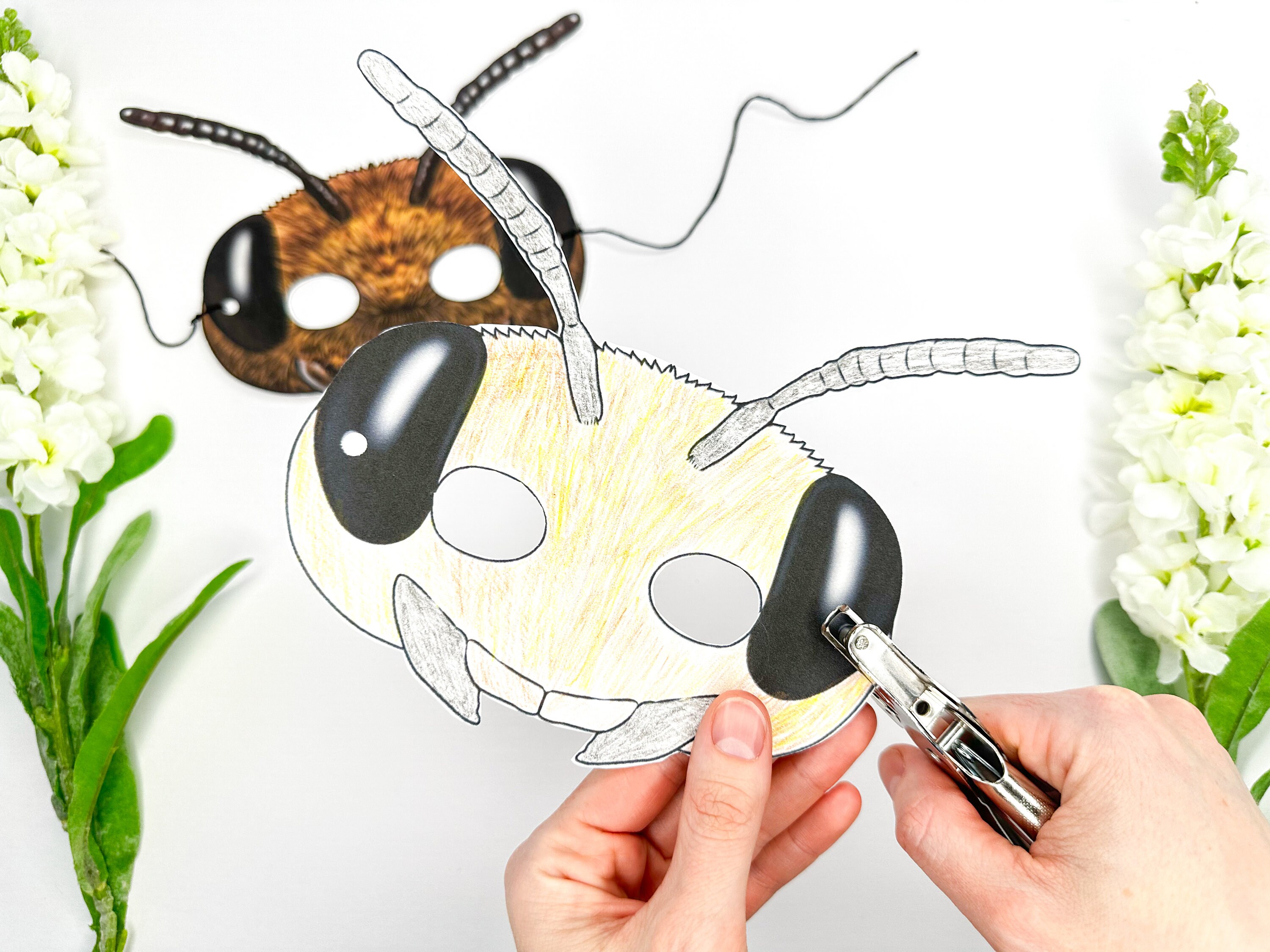 Bee Paper Mask Craft Kit | Printable Fun Animal Mask Template | Bee ...