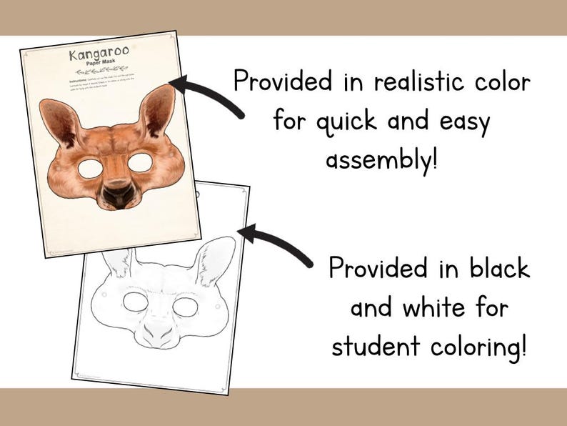 Printable Kangaroo Face Mask | Creative Paper Craft Template | Animal ...