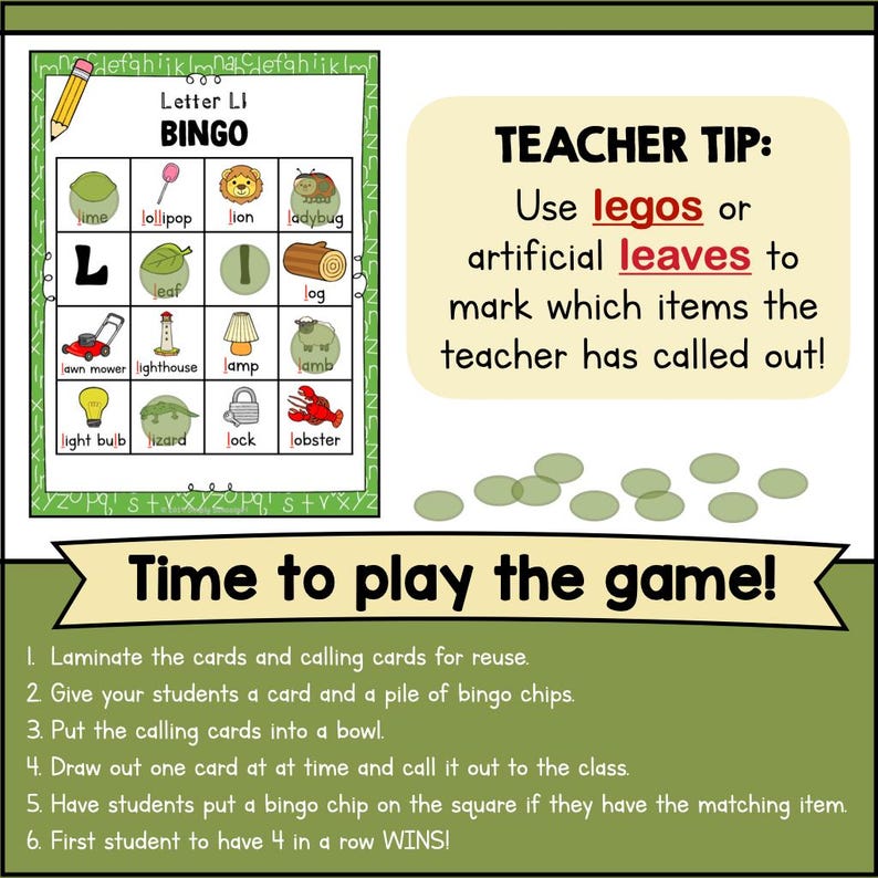 Letter L BINGO GAME Printable PDF - Fun Alphabet Bingo for Preschool ...