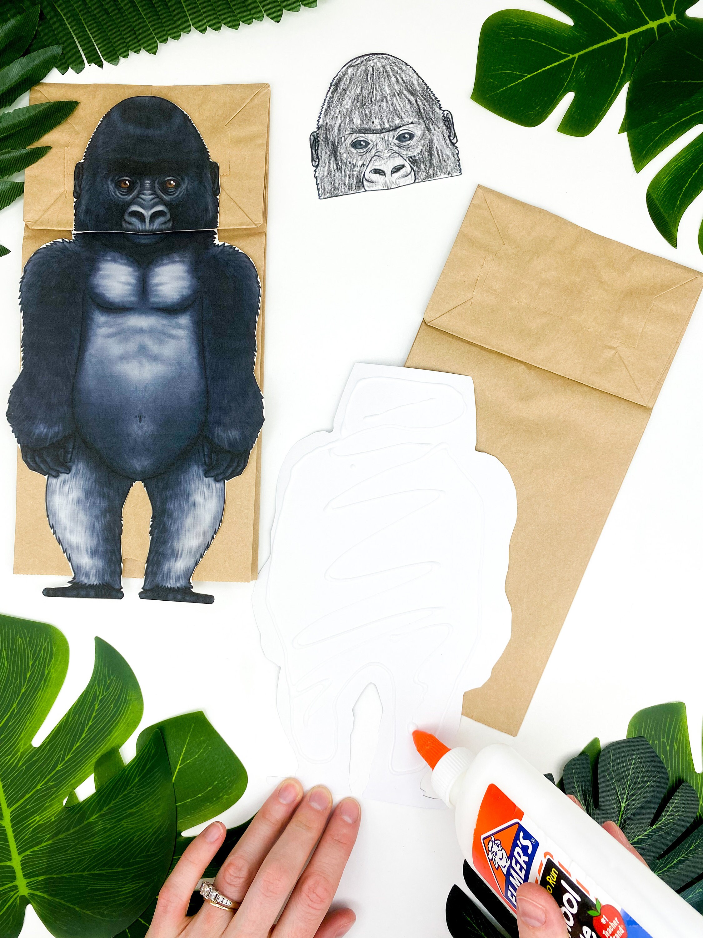 Printable Gorilla Puppet Template Animal Craft Art Fun and Educational ...