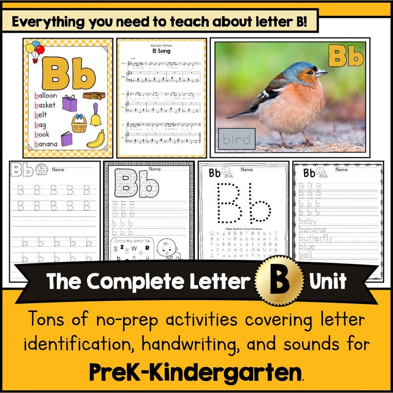 LETTER B Alphabet Packet for PRESCHOOL and KINDERGARTEN - Tracing ...