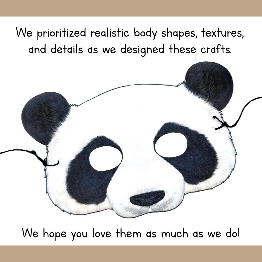 Adorable Panda Animal Mask | Printable Panda Paper Mask Craft Kit for ...