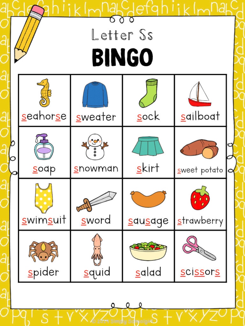 Letter S Bingo Game - Etsy