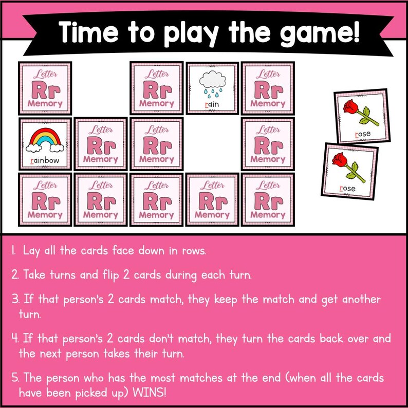CUTE LETTER R Memory Game Printable - Alphabet Memory Cards Pdf ...