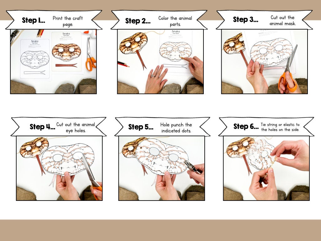 Snake Mask Craft Kit | Easy Print Animal Paper Template | Reptile ...