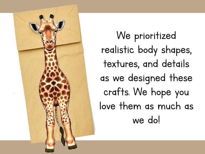 DIY Giraffe Puppet Printable Fun Paper Bag Craft Template Easy Puppet ...