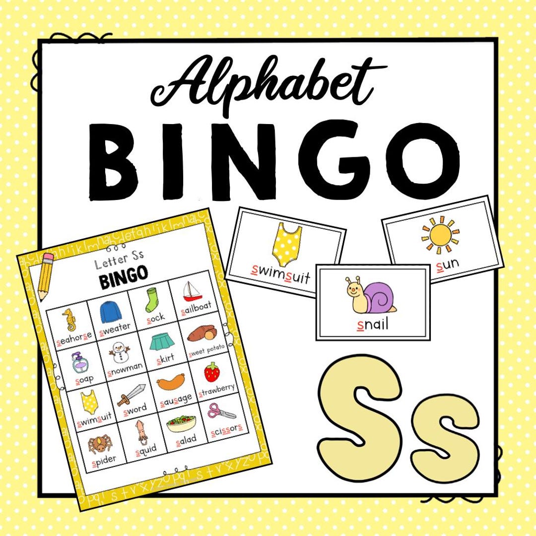 LETTER S BINGO Game – Cute Alphabet Bingo Printable for Preschool and ...