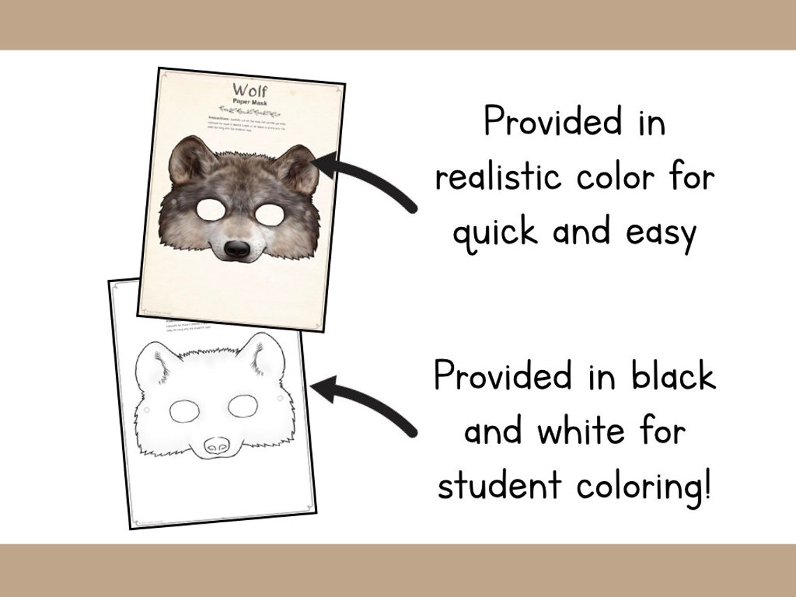 Wolf Paper Mask Template | Printable Kid's Craft Activity | Articulated ...