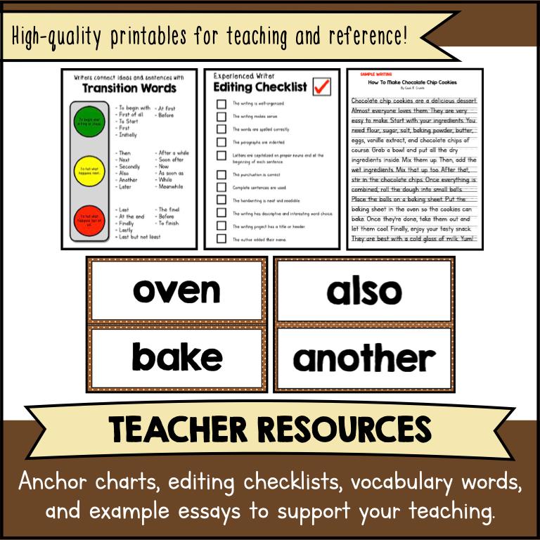 How to Make Cookies, Procedural Paragraph Writing Worksheets, K-4th ...