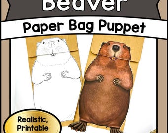 BEAVER Paper Bag Puppet TEMPLATE - Etsy Canada