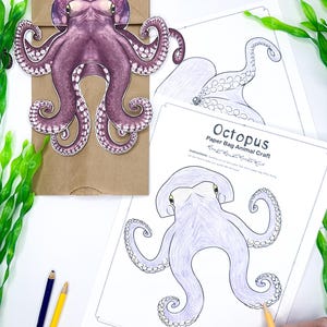 Printable Jointed Octopus Puppet Craft | Articulated Animal Template ...