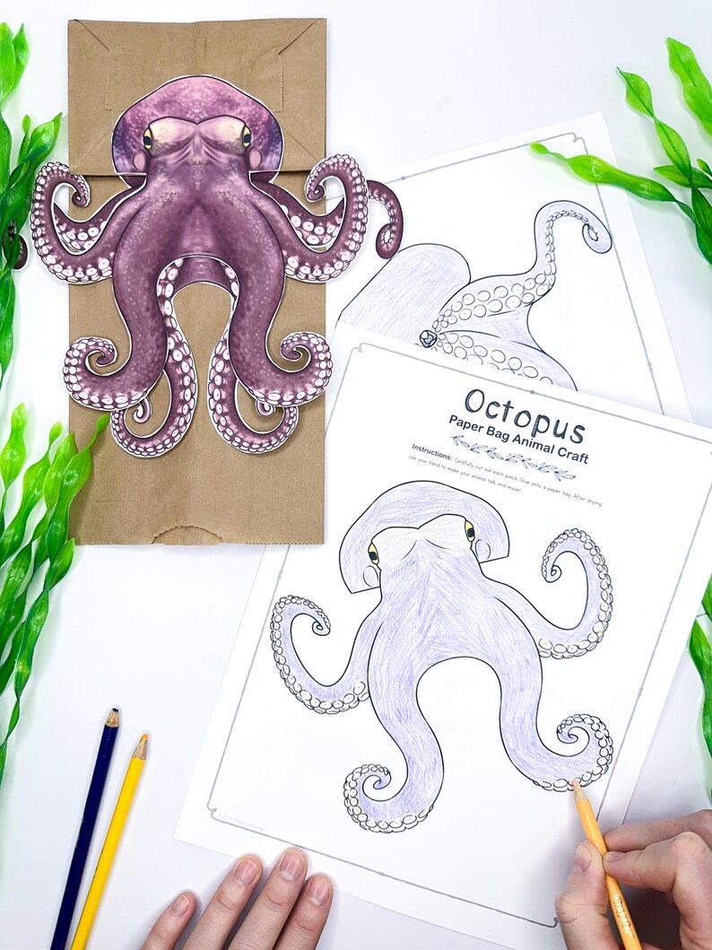 Printable Jointed Octopus Puppet Craft | Articulated Animal Template ...