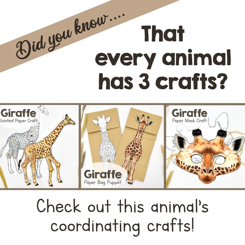 DIY Giraffe Puppet Printable: Paper Bag Craft Template (digital ...