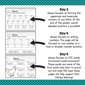 KINDERGARTEN HANDWRITING CURRICULUM Printable - 30 Weeks Writing ...