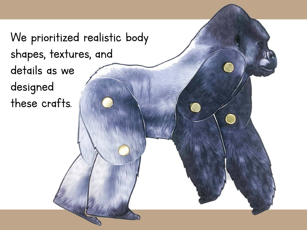 Articulated Gorilla Craft Template Printable Educational Activity ...