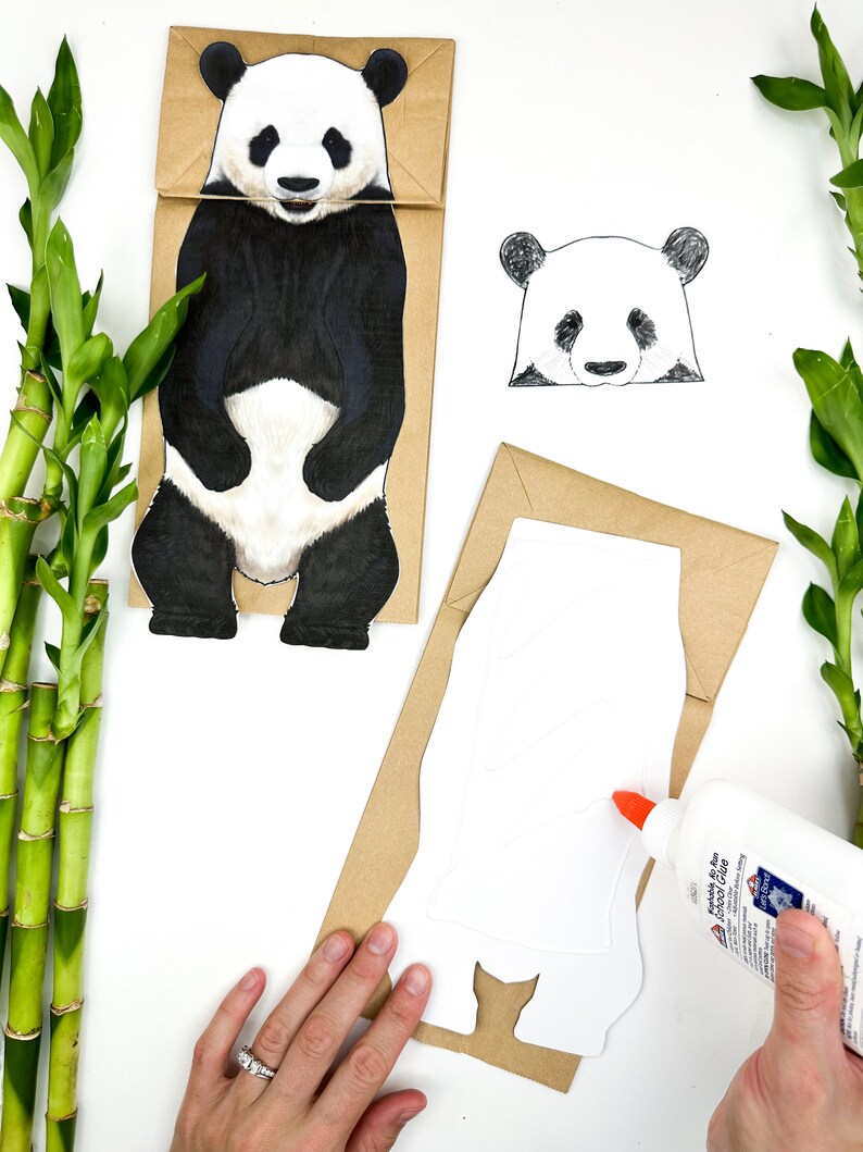 Panda Paper Bag Puppet Craft Kit | Eco-friendly Printable Template ...