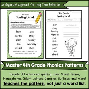 4th GRADE SPELLING Curriculum Printable - 30 Weeks of Printable ...