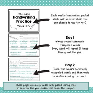 6th GRADE HANDWRITING Curriculum PDF - 30 Weeks of Printable Writing ...