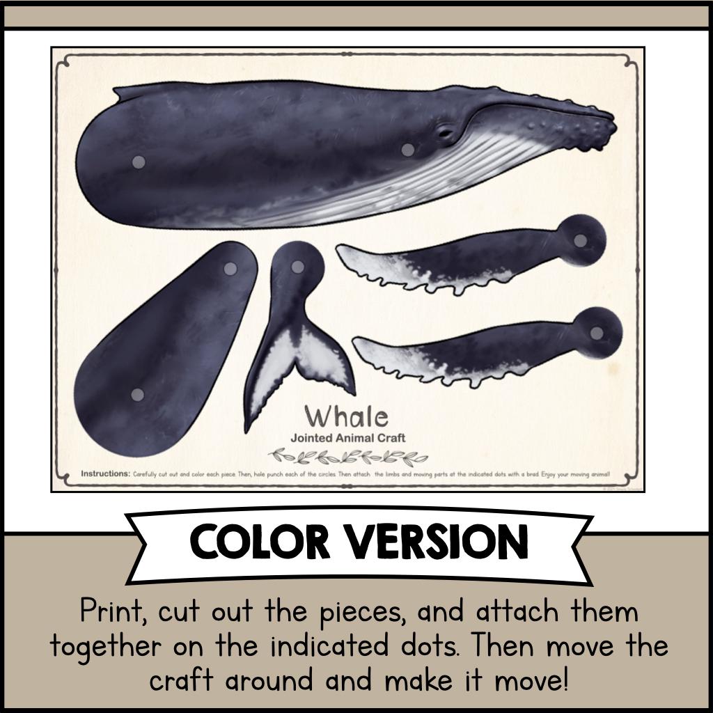 Printable DIY WHALE Jointed Puppet Craft Kit | Articulated Animal ...