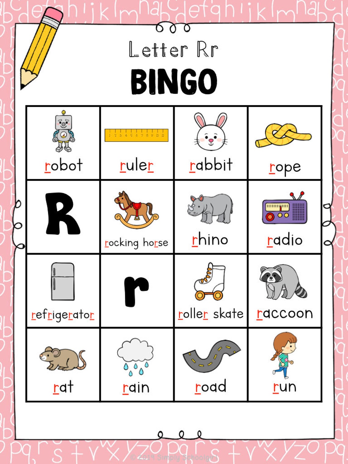 Letter R Bingo Game - Etsy
